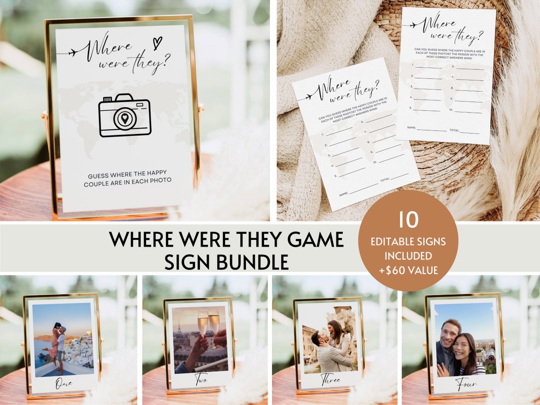 Where Were They Bridal Game With Photo Table Numbers, Modern Photo ...