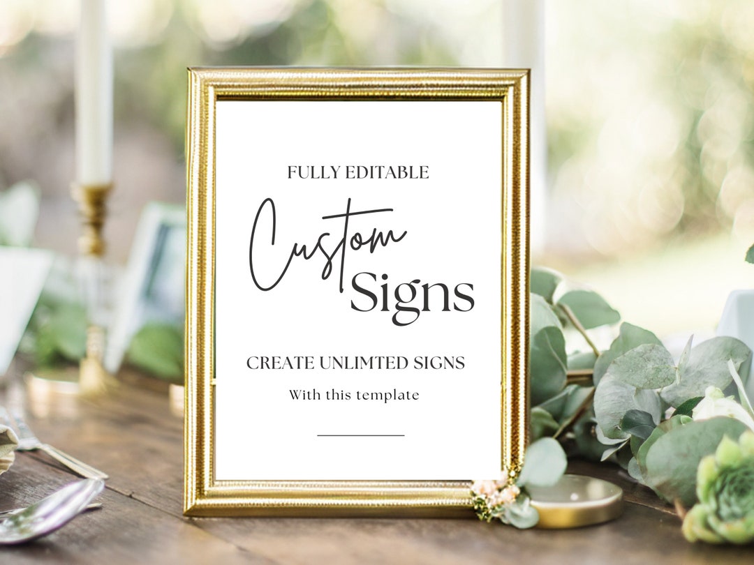Minimalist Custom Sign Template, Modern Wedding Sign Templates, DIY ...