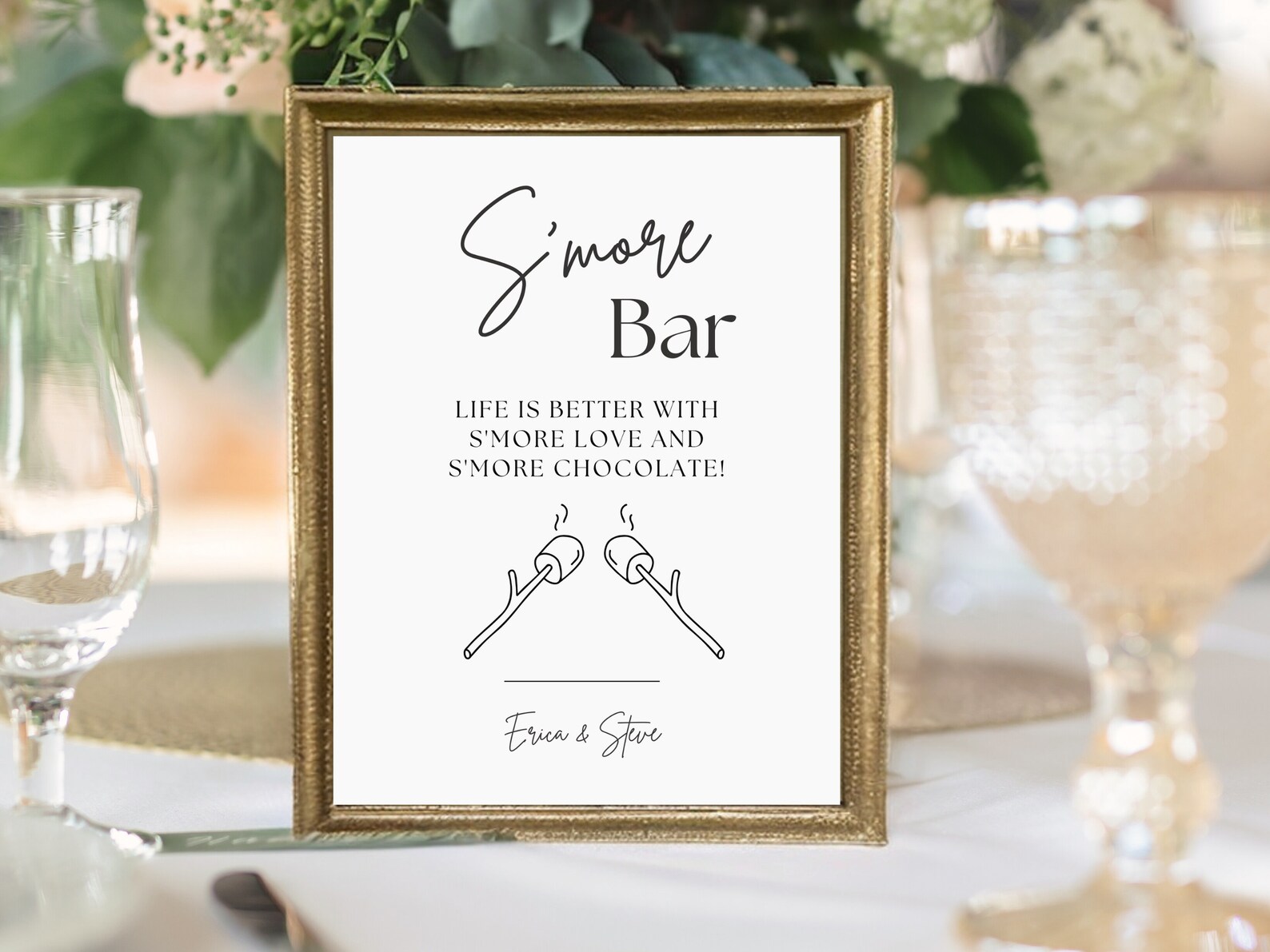 Smore Bar Sign, S'more Station Sign Menu Template, Minimalist Wedding ...