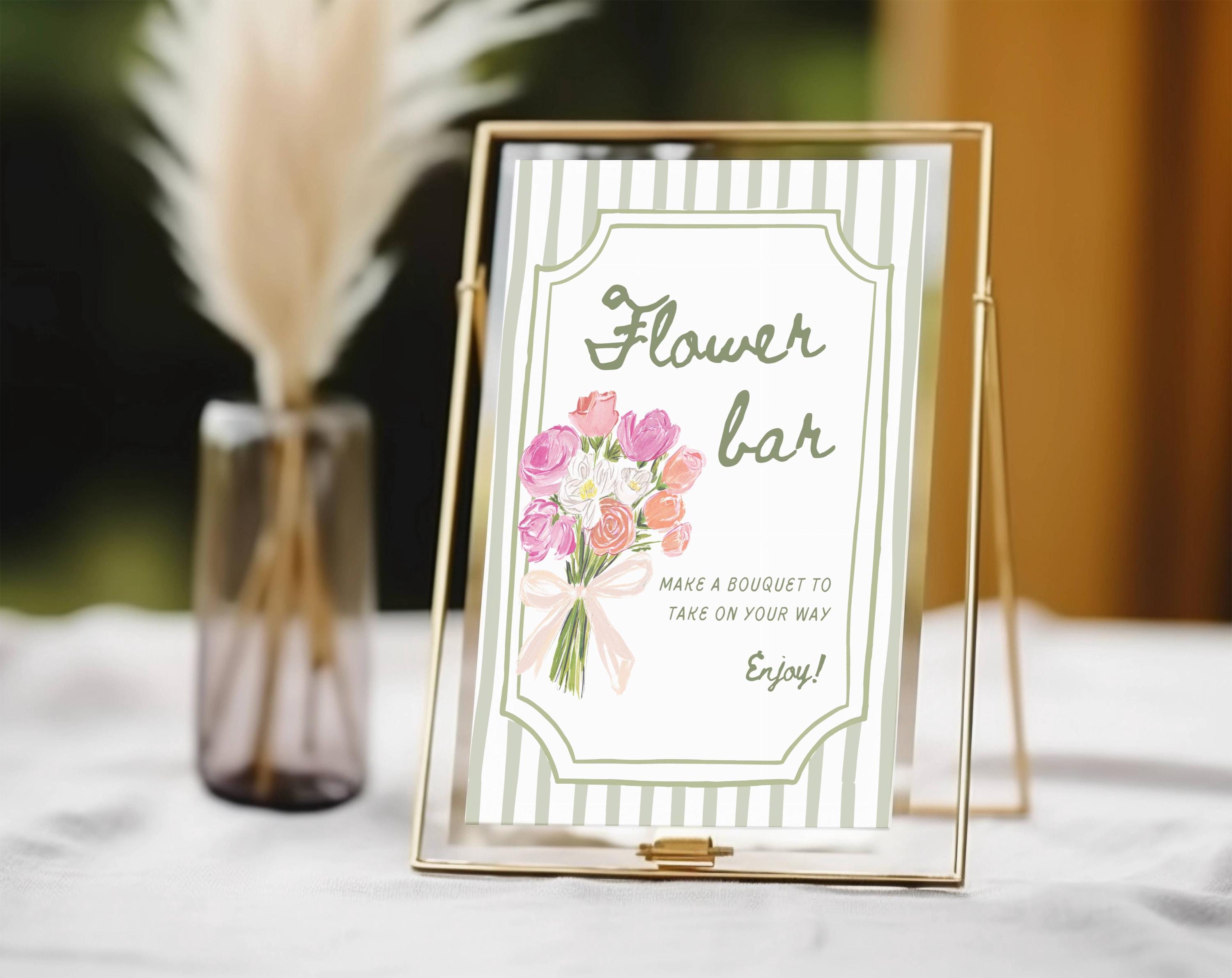 Flower Bar Sign, Wildflower Bouquet Bar Print Template, Floral Bridal ...