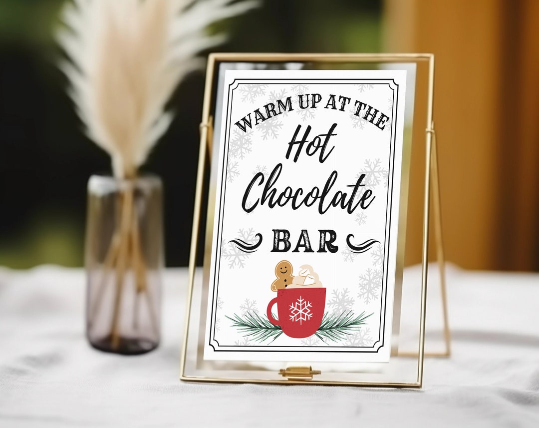 Hot Chocolate Bar Sign, Modern Hot Cocoa Bar Menu Print, Holiday Party ...