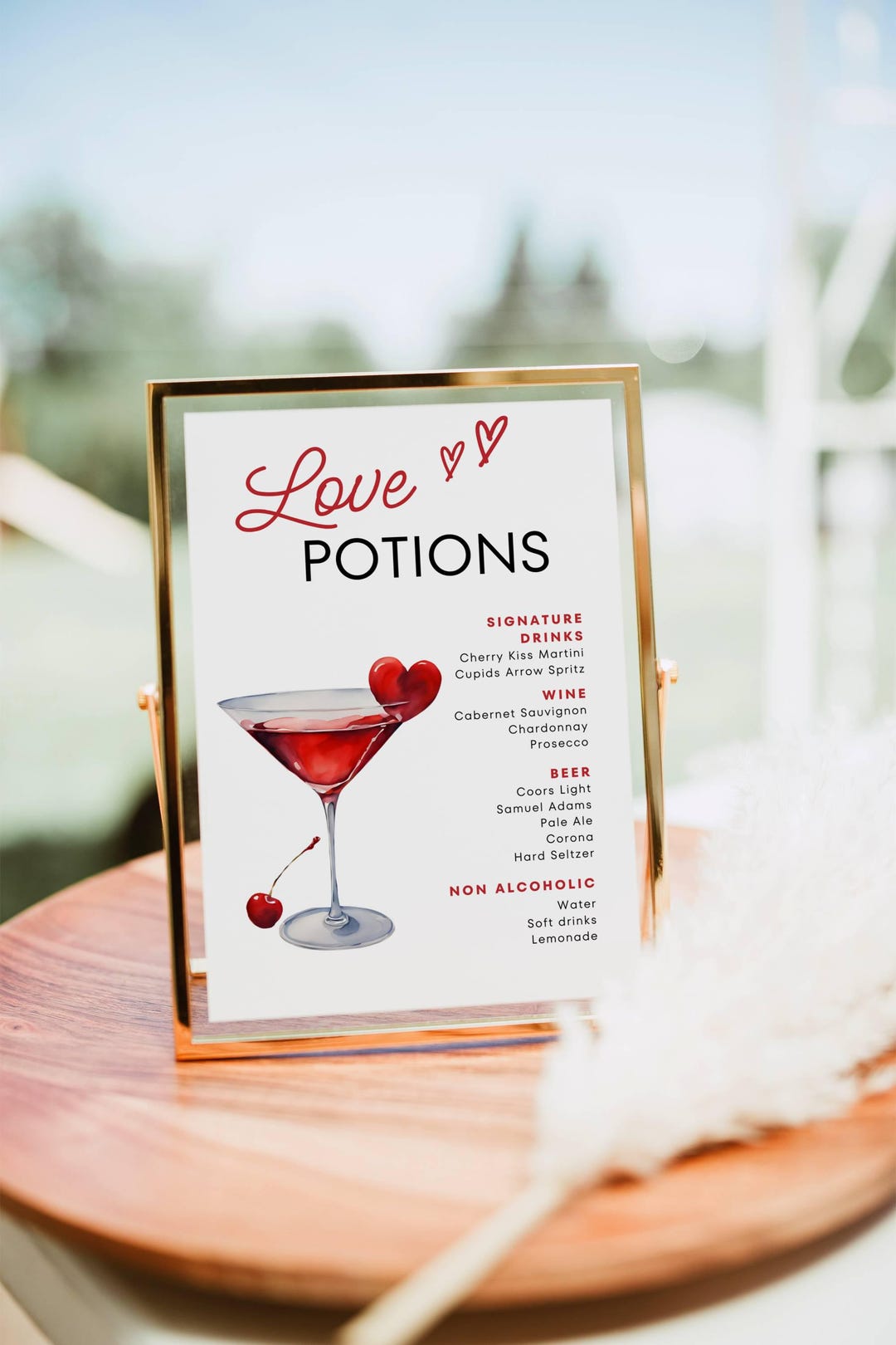 Valentine's Bar Menu Sign Template, Signature Drink Bar Menu Template ...