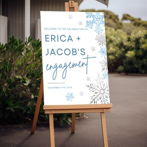 Winter Engagement Party Sign, Snowflake Engagement Welcome Sign ...