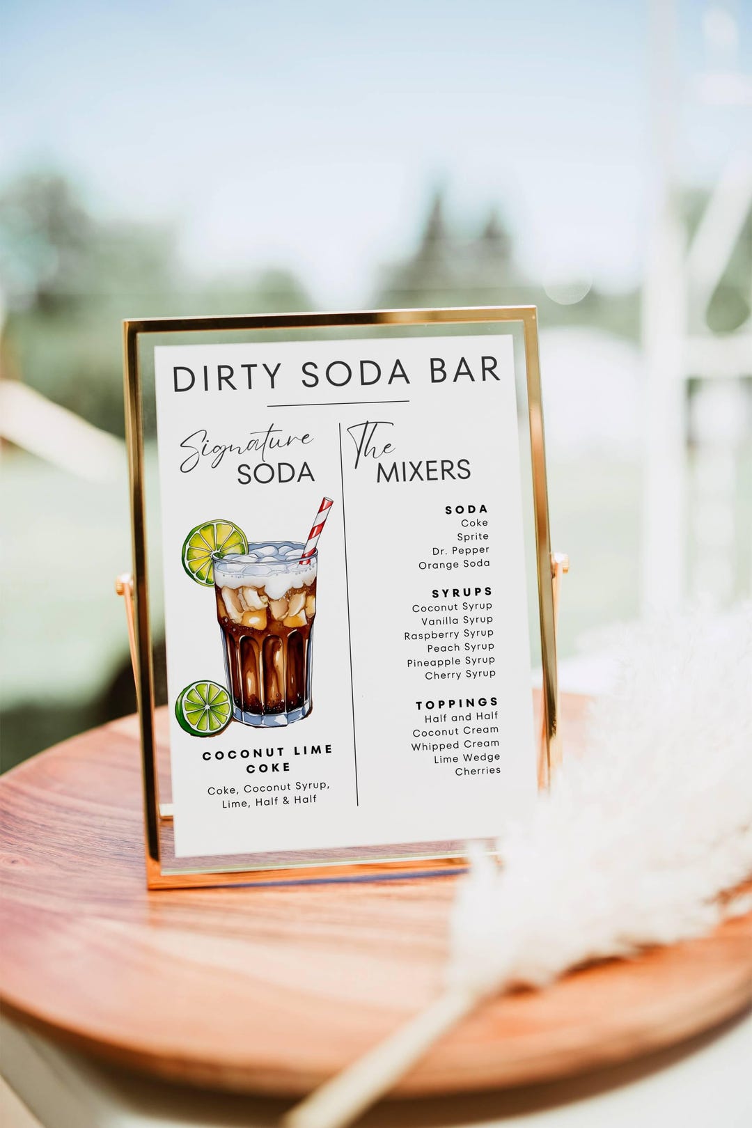 Dirty Soda Bar Sign, Soda Bar Mocktail Print, Signature Drink Bar Menu ...