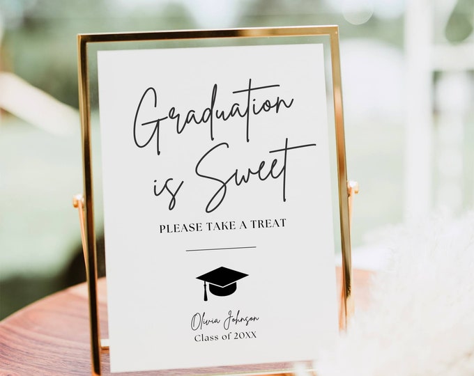 Graduation is Sweet Table Sign Template Printable Graduation Party Sign ...