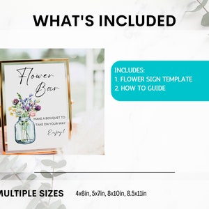 Flower Bar Sign, Wildflower Bouquet Bar Print Template, Floral Bridal ...