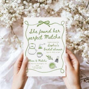 She Found Her Perfect Matcha Bridal Shower Invitation Template, Matcha ...