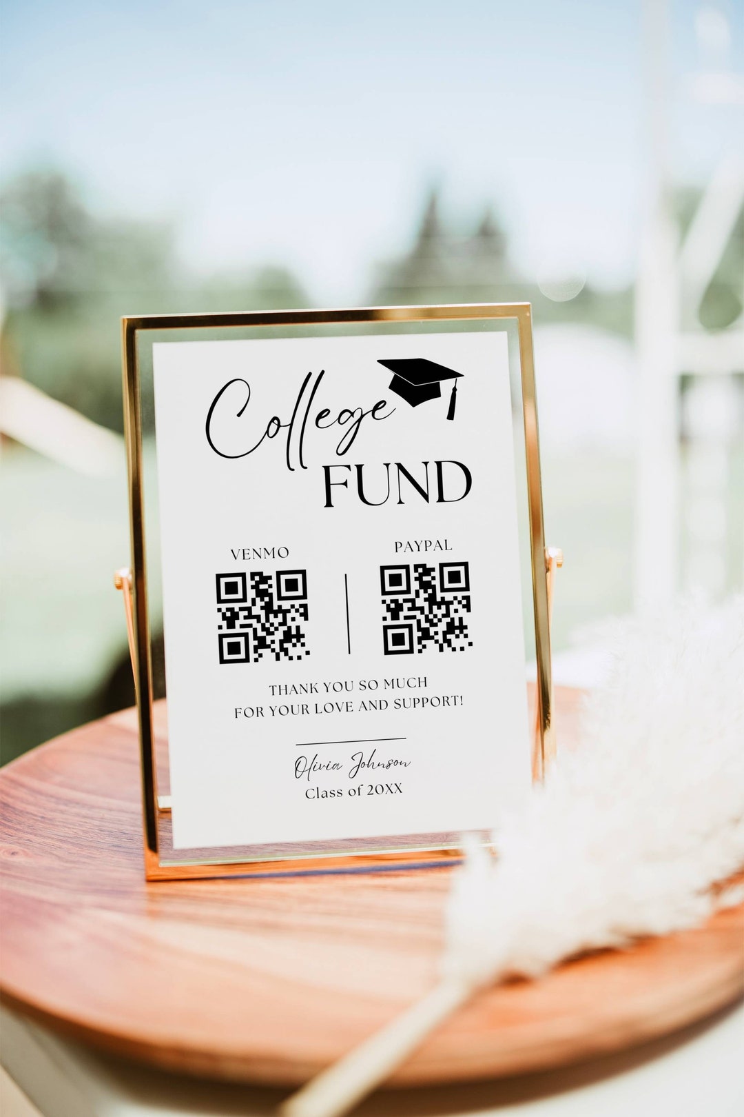 College Fund QR Code Sign Template, Modern Minimalist Graduation Party ...