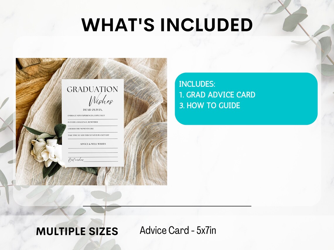 Graduation Advice and Wishes Card Template, Modern Grad Party Words of ...