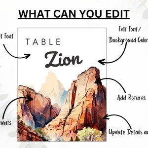 National Park Wedding Table Numbers, Adventure Table Numbers, Mountain ...