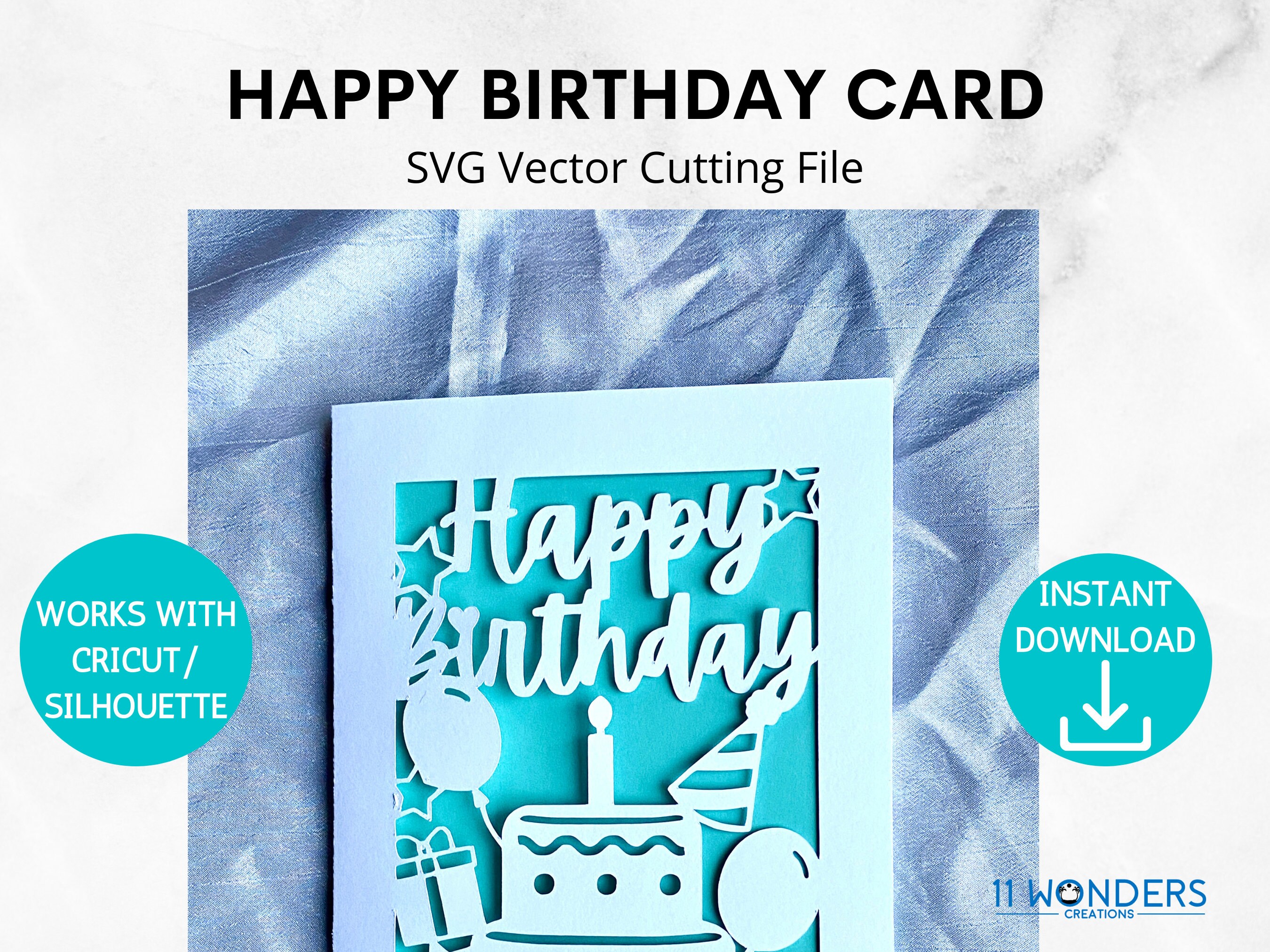 Birthday Party Invitation SVG DIY Happy Birthday Card Cut File - Etsy