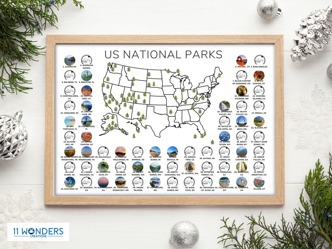 National Park Photo Checklist, US National Parks Gift, Digital Picture ...