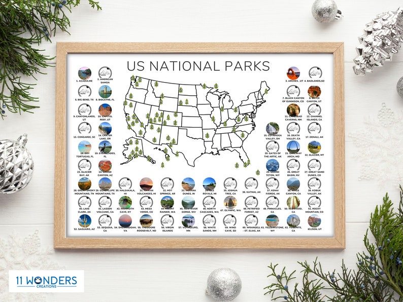 National Park Photo Checklist, US National Parks Gift, Digital Picture ...