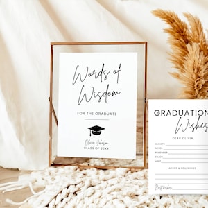 Graduation Advice and Wishes Sign & Card Template, Modern Grad Party ...