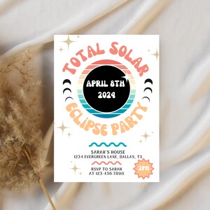 Total Solar Eclipse Party Invitation, Printable Eclipse Viewing Party Invite Template, April 8 ...