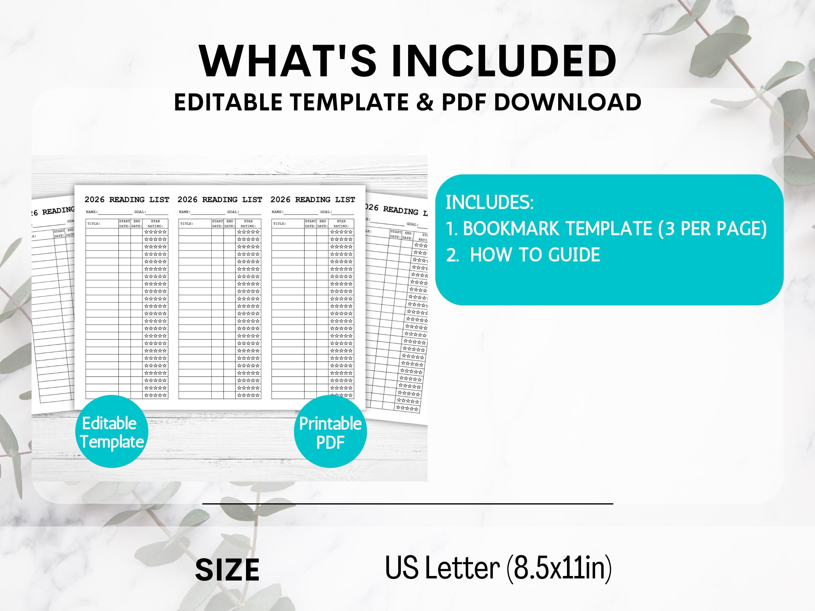 2026 Reading List Bookmark Printable Template, Book Club Book Tracker ...
