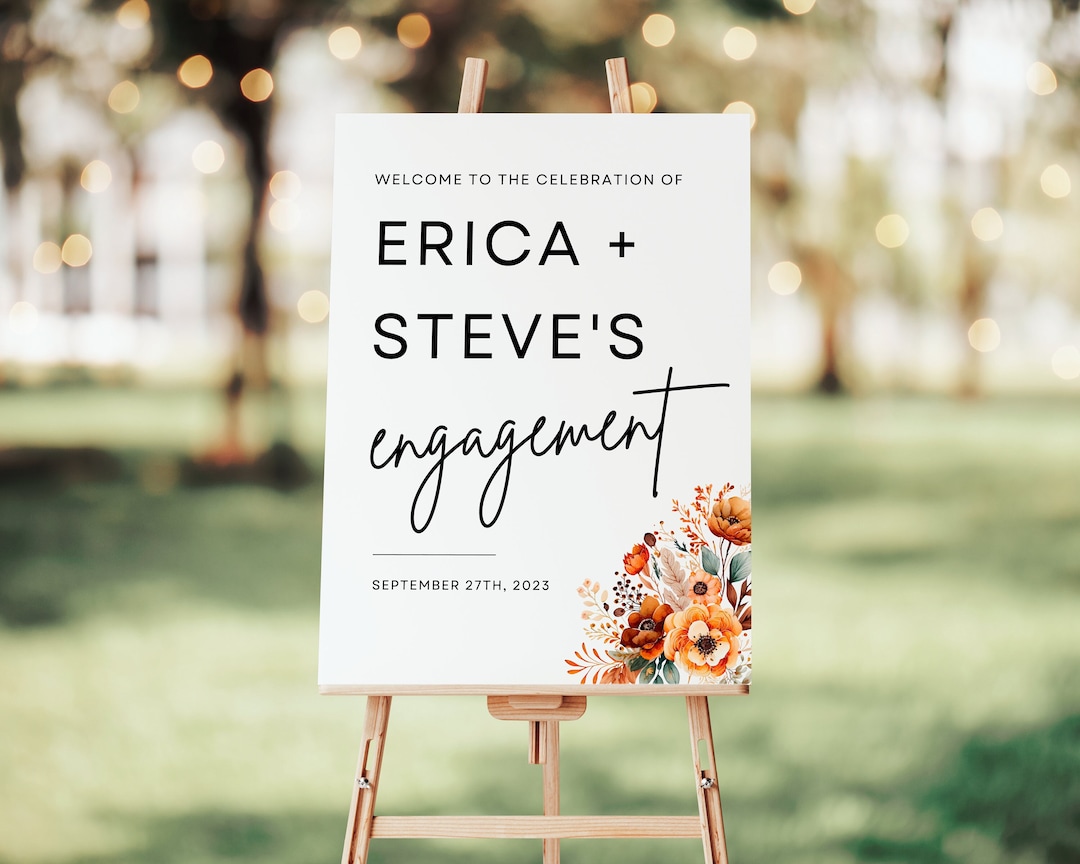 Autumn Engagement Party Sign, Terracotta Engagement Welcome Sign ...