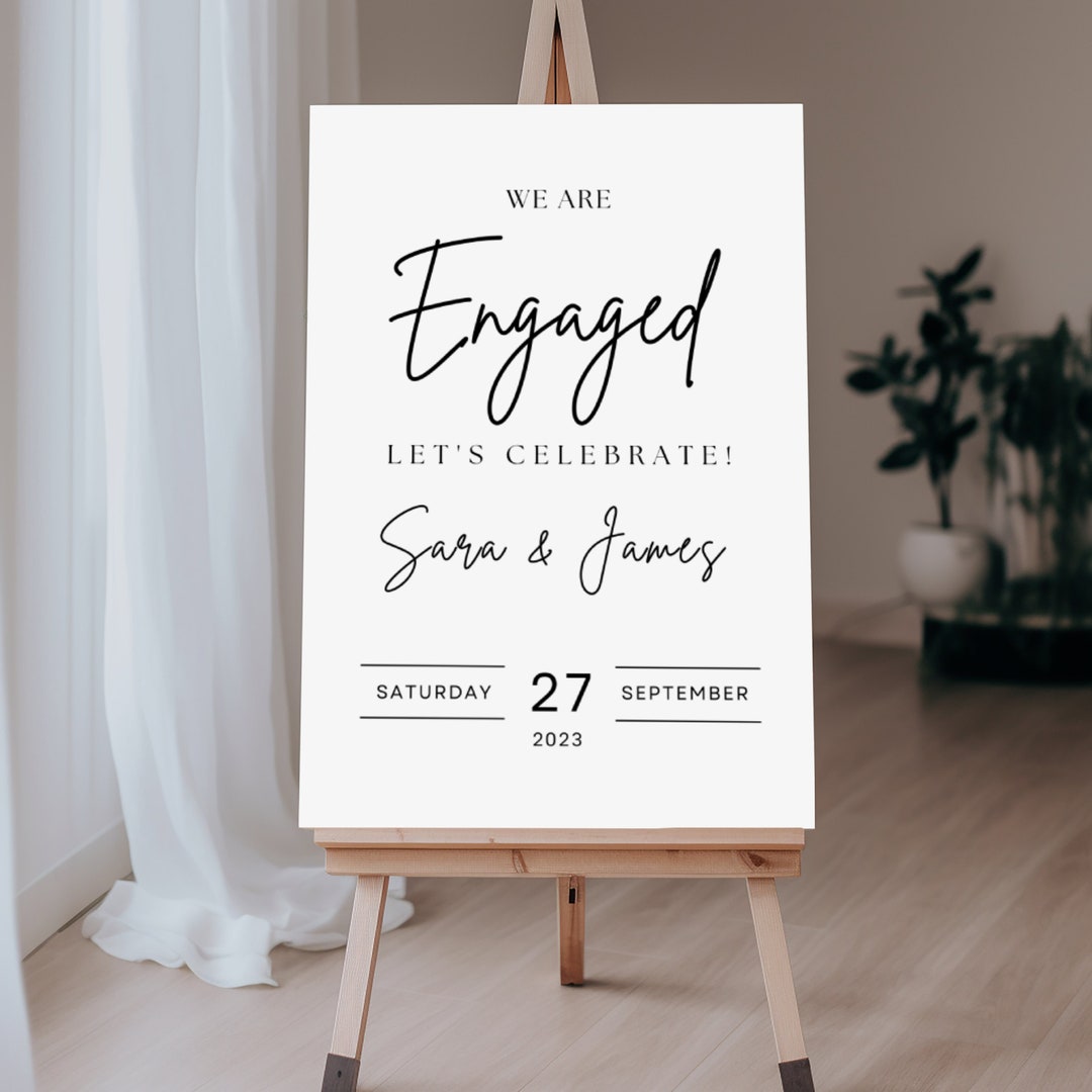 Engagement Party Sign, Engagement Welcome Sign, Minimalist Engaged Sign ...