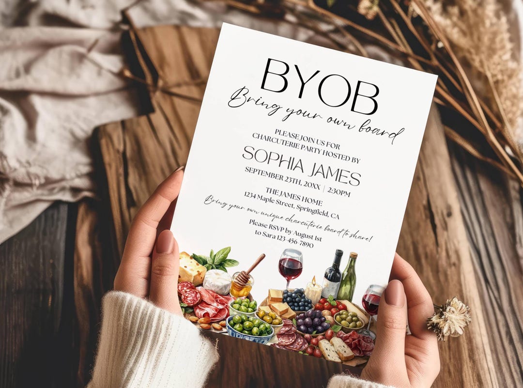 Charcuterie Board Party Invitation Template, BYOB Board Wine and Cheese ...
