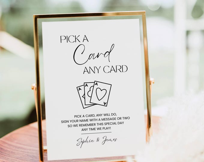 Pick a Card Acrylic Sign, Playing Cards Guestbook Sign, Playing Card ...