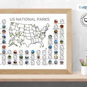 National Park Photo Checklist, US National Parks Gift, Digital Picture ...