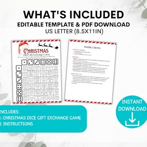 Christmas Gift Exchange Dice Game, Christmas Printable Game, Coworker ...