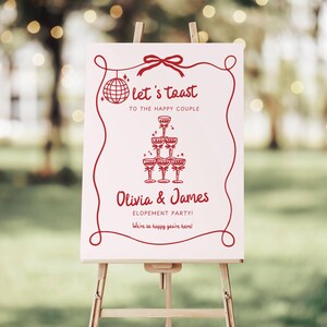 Modern Elopement Welcome Sign Template, Whimsical Hand Drawn Happily ...
