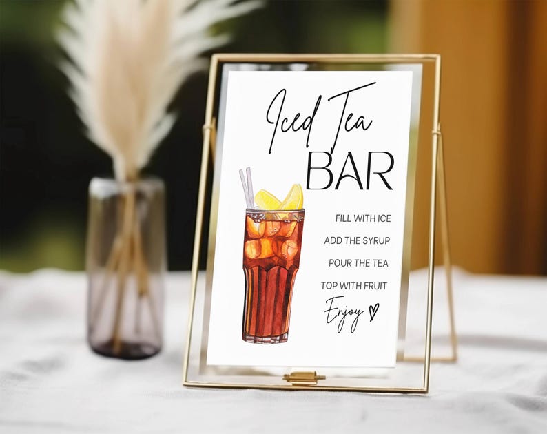 Iced Tea Bar Sign, Sweet Tea Bar Mocktail Print, Signature Drink Menu ...