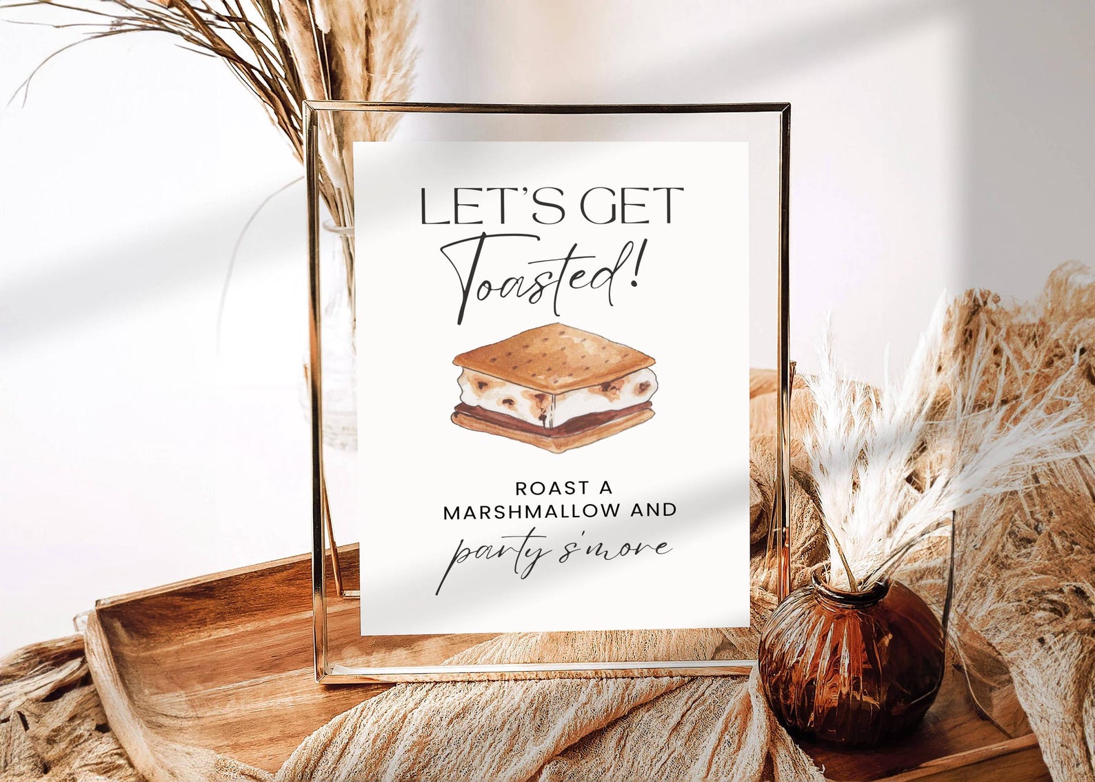 Smore Bar Sign, S'more Station Sign Menu Template, Minimalist Wedding ...