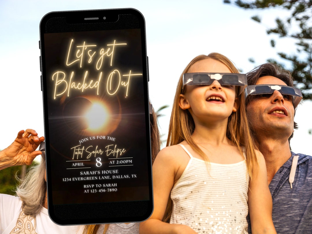 2024 Total Solar Eclipse Party Invitation, Digital Eclipse Viewing ...