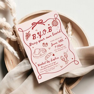 Charcuterie Board Party Invitation Template, BYOB Board Wine and Cheese ...