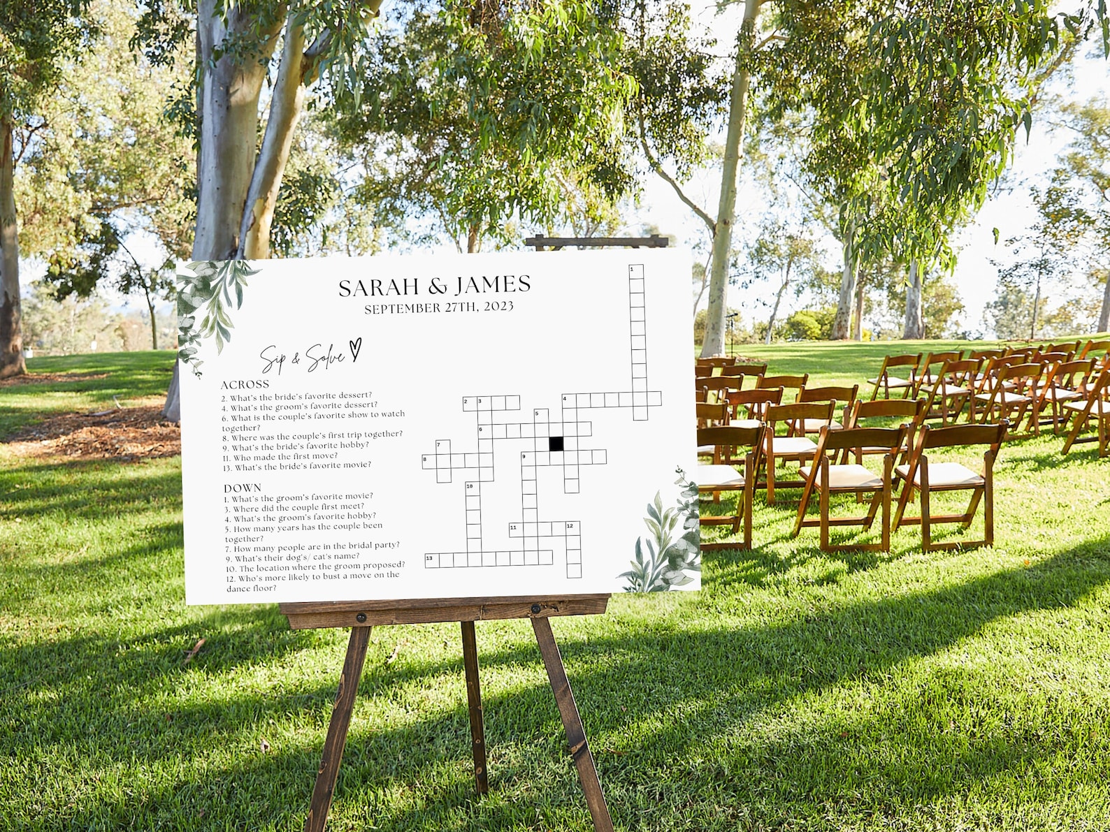 Custom Wedding Crossword Puzzle Sign, Wedding Sip and Solve Crossword ...