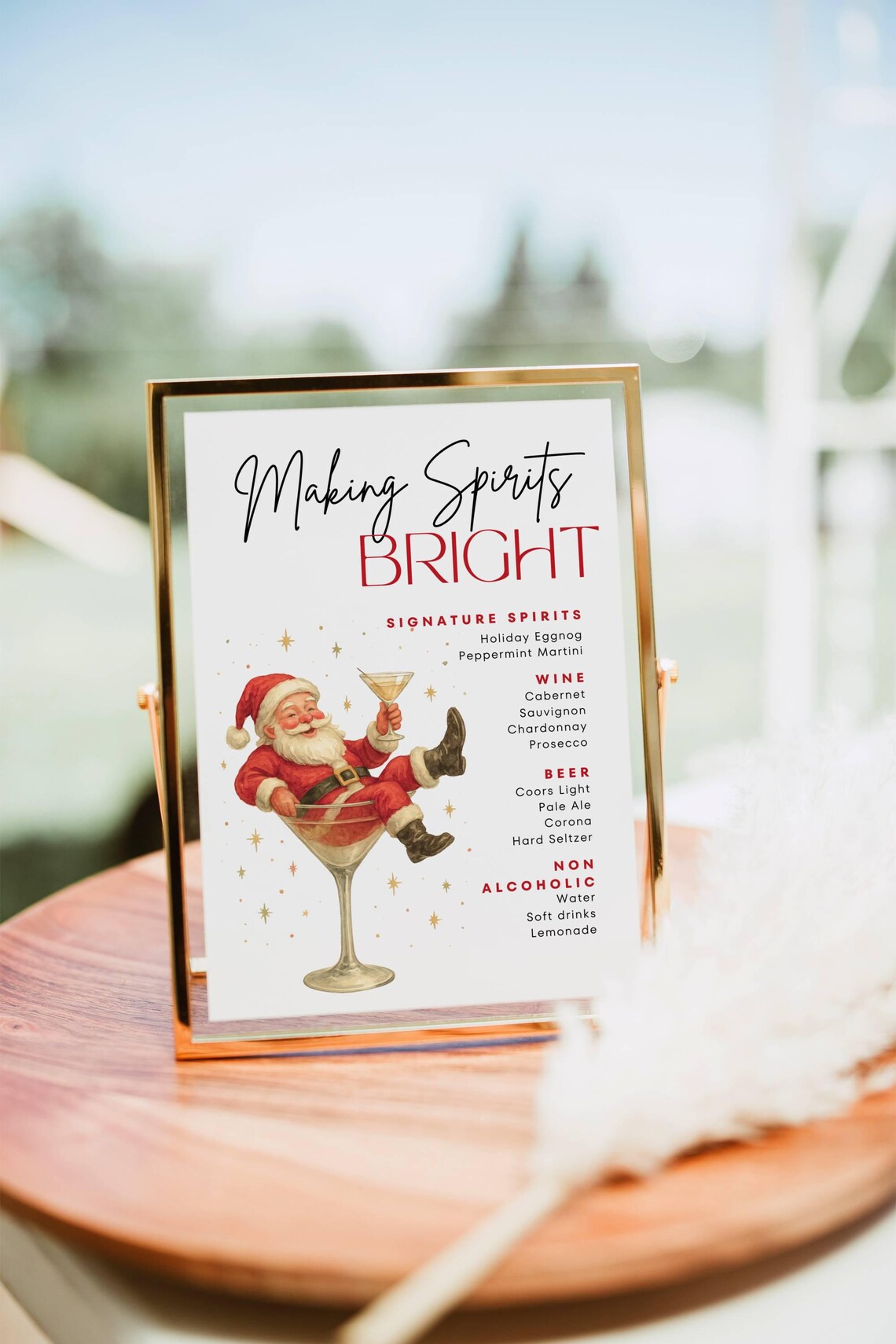Christmas Bar Menu Sign Template, Santa Martini Drink Sign Template ...