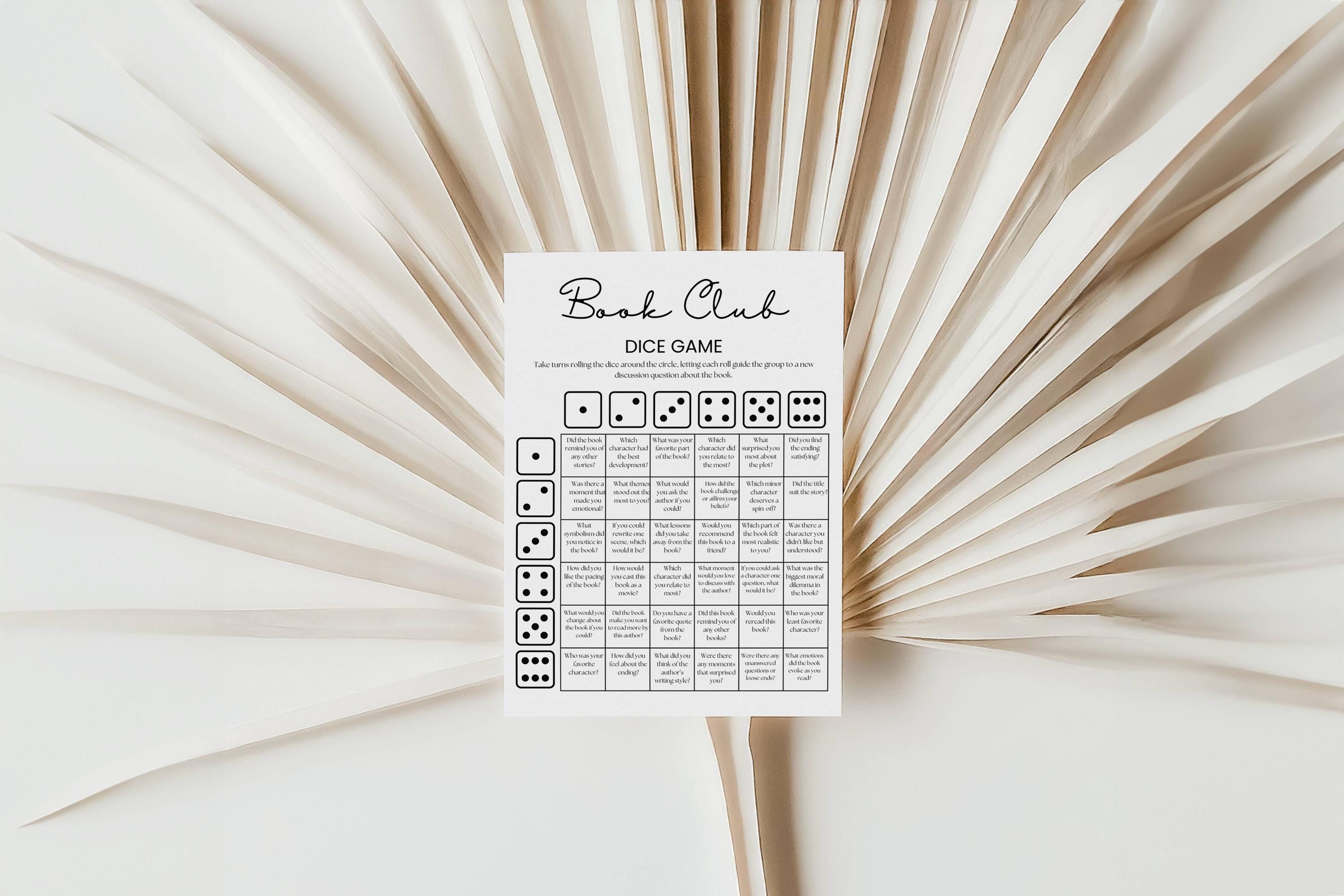 Book Club Dice Game, Reading Group Discussion Questions, Book Club Game ...