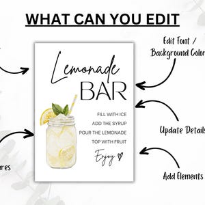 Lemonade Bar Sign, Lemonade Bar Mocktail Print, Signature Drink Bar ...