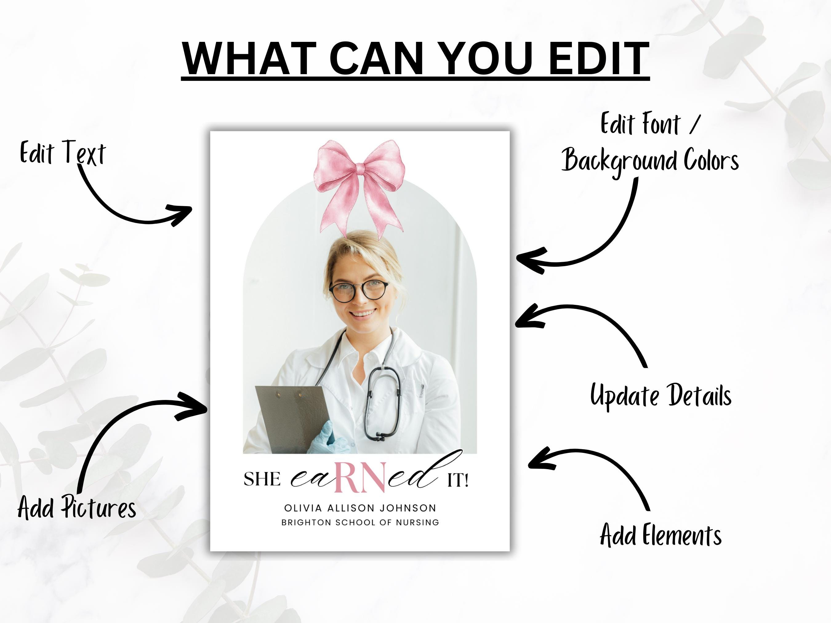 Nursing Graduation Invitation Template, RN Nurse School Graduate ...