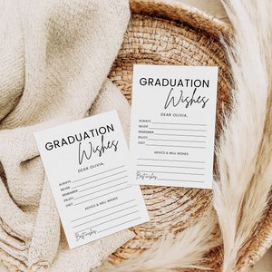 Graduation Advice and Wishes Sign & Card Template, Modern Grad Party ...