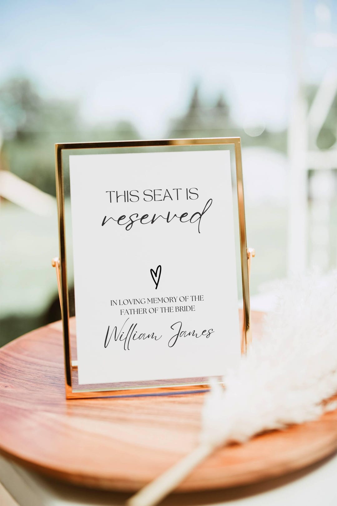 Reserved in Memory Sign Template, Wedding Memorial Sign Template, in ...