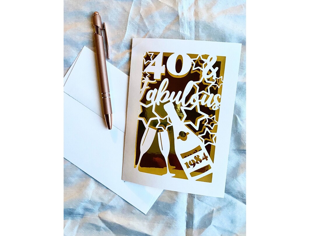 Happy 40th Birthday Card Template 40 and Fabulous Birthday Card Cutout ...