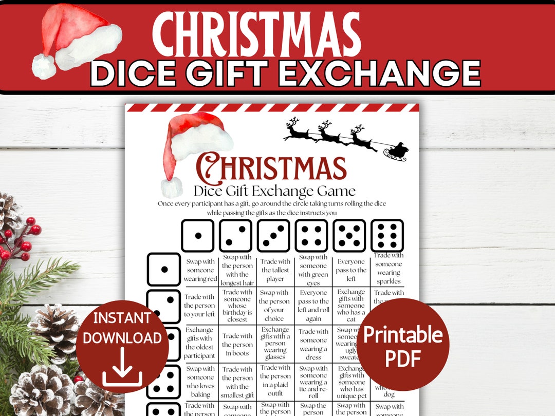 Christmas Gift Exchange Dice Game, Christmas Printable Game, Coworker ...