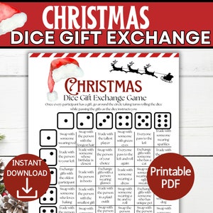 Christmas Gift Exchange Dice Game, Christmas Printable Game, Coworker ...
