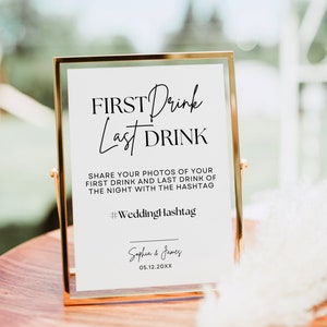 First Drink Vs Last Drink Photo Sign, Wedding Bar Sign Template, Funny ...