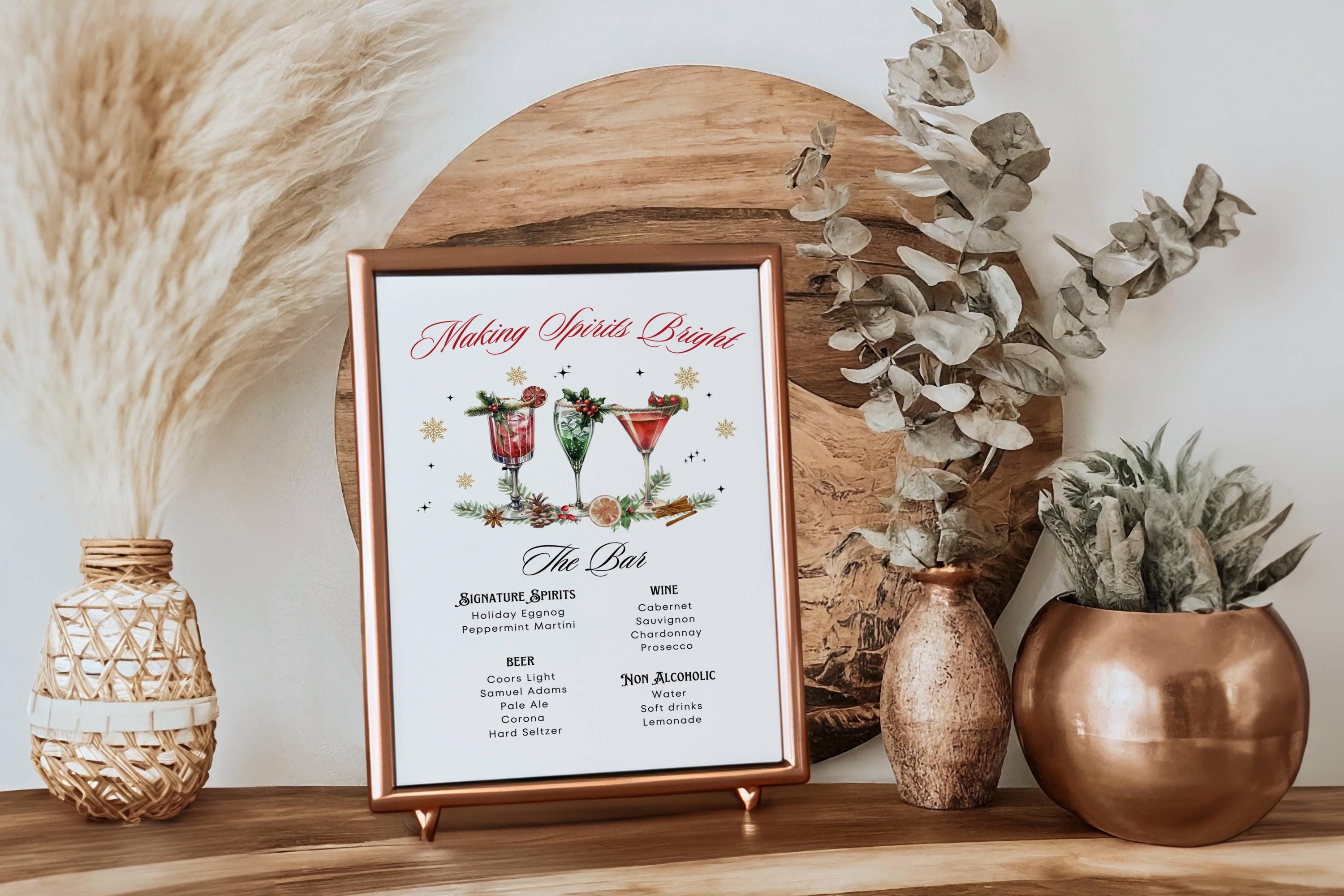 Christmas Bar Menu Sign Template, Signature Drink Sign Template ...