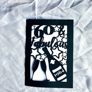 60 and Fabulous Birthday Card Template, Happy 60th Birthday Card Cutout ...