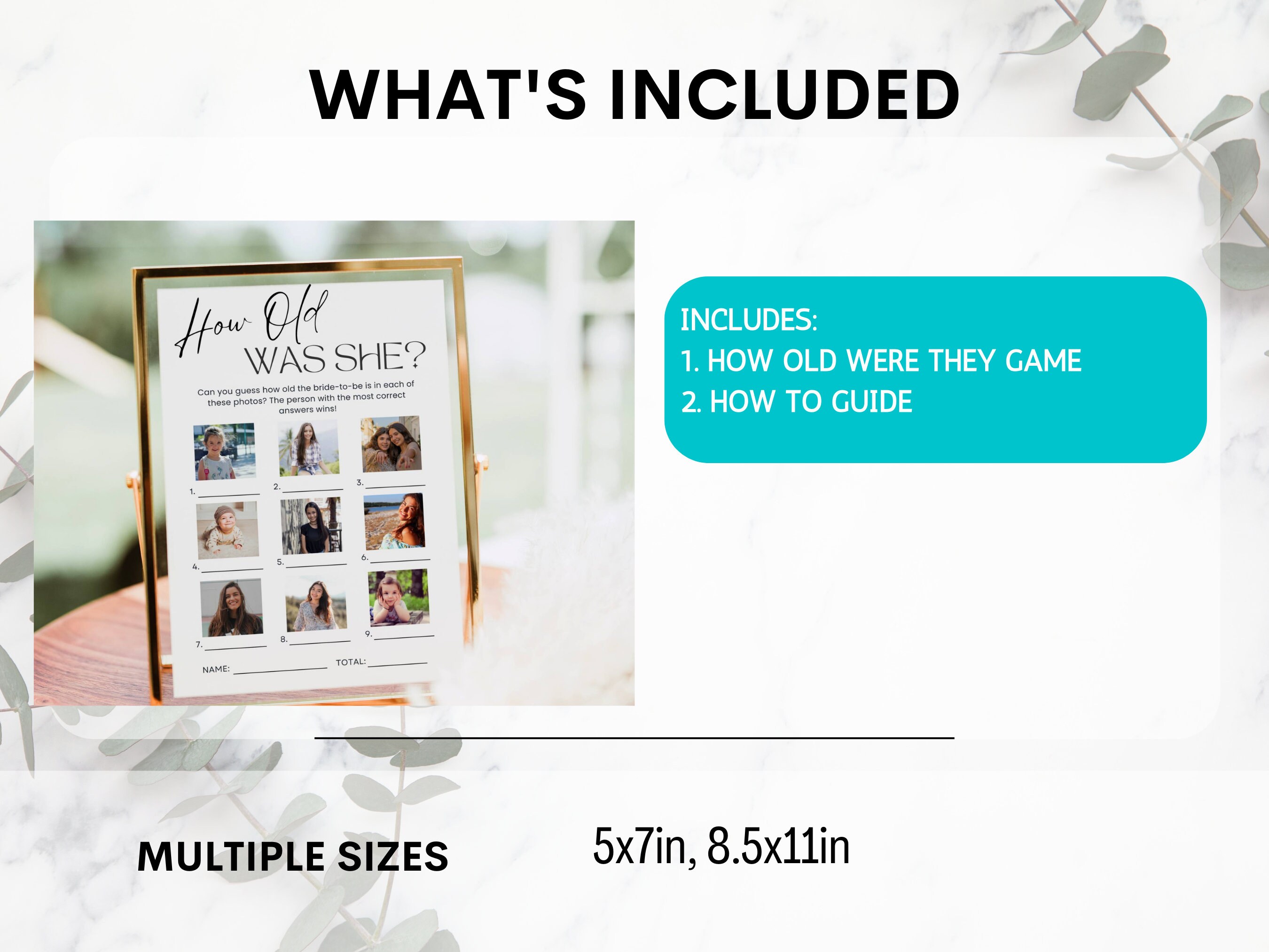 How Old Was She Bridal Game, Modern Minimalist Photo Guessing Game ...