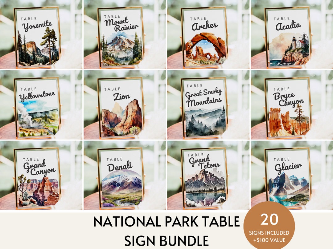 National Park Wedding Table Numbers, Adventure Table Numbers, Mountain ...