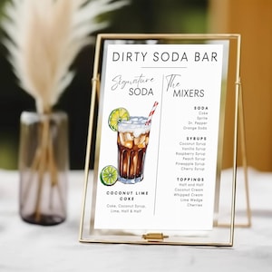 Dirty Soda Bar Sign, Soda Bar Mocktail Print, Signature Drink Bar Menu ...