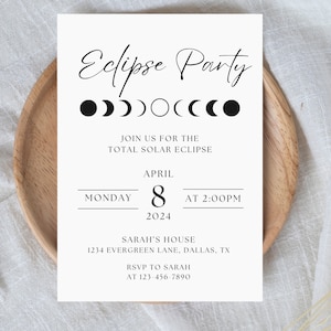 Total Solar Eclipse Party Invitation, Minimalist Eclipse Viewing Party ...