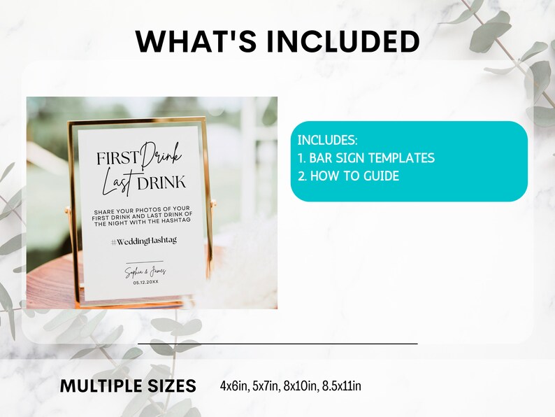 First Drink Vs Last Drink Photo Sign, Wedding Bar Sign Template, Funny ...