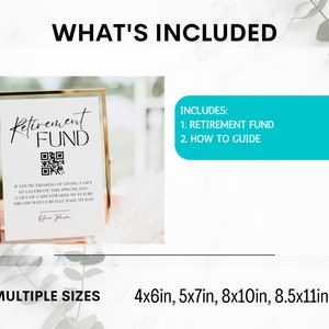 Retirement Fund QR Code Sign, Travel Fund Sign, Modern Retirement Party ...